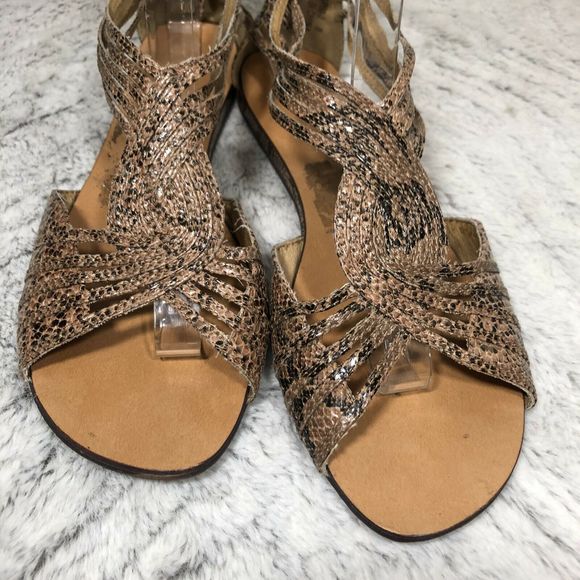 Miz Mooz | Shoes | Snake Print Leather Huarache Peep Toe Sandals | Poshmark